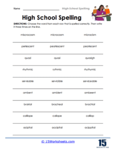 High School Spelling Worksheets - 15 Worksheets.com