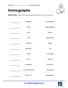 Homograph Worksheets | Multiple Meanings & Usage - 15 Worksheets.com