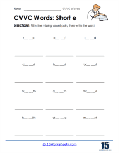 CVVC Words Worksheets | Phonics Collection of Drills - 15 Worksheets.com