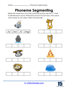 Phoneme Segmenting Worksheets | Phonics - 15 Worksheets.com