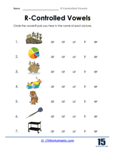 R Controlled Vowels Worksheets | Phonics - 15 Worksheets.com