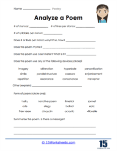 Poetry Worksheets | Reading and Understanding - 15 Worksheets.com