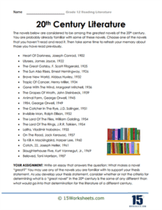 Reading Literature Comprehension Grade 12 Worksheets