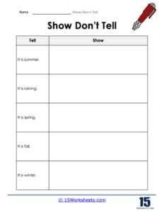 Show Don't Tell Worksheets - 15 Worksheets.com