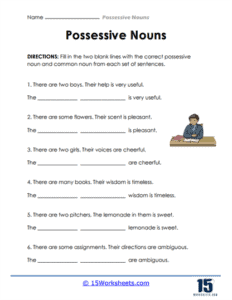Possessive Nouns Worksheets | Grammar Skills - 15 Worksheets.com