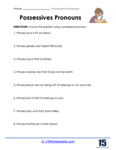 Possessive Pronouns Worksheets - 15 Worksheets.com