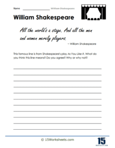 William Shakespeare Worksheets | Life and Works - 15 Worksheets.com