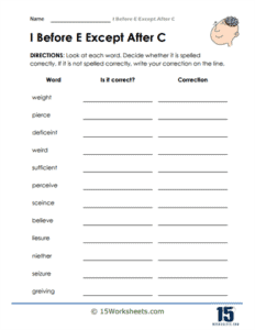 I Before E Except After C Worksheets - 15 Worksheets.com