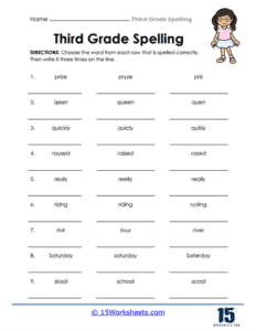 3rd Grade Spelling Words Worksheets | Fun & Effective Practice - 15 ...