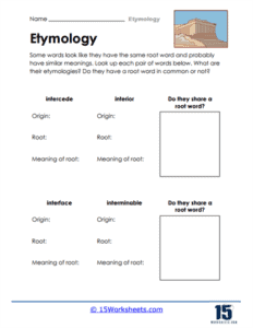 Etymology Worksheets | Trace Origins - 15 Worksheets.com