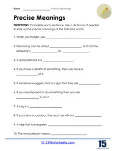 Precise Word Meanings Worksheets - 15 Worksheets.com