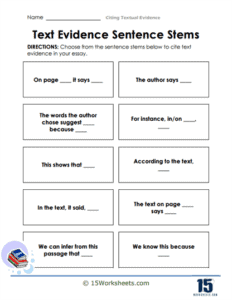 Citing Textual Evidence Worksheets - 15 Worksheets.com