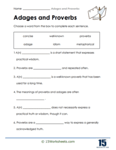 Adages and Proverbs Worksheets - 15 Worksheets.com