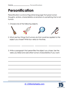 Personification Worksheets | Figurative Language - 15 Worksheets.com
