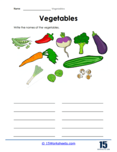 Vegetables Worksheets | Healthy Food Vocabulary - 15 Worksheets.com