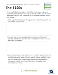 Grade 12 Research Projects Worksheets - 15 Worksheets.com