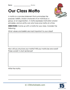 Motto Worksheets - 15 Worksheets.com