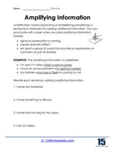 Dashes Worksheets | Adding Emphasis with Em and En - 15 Worksheets.com