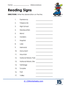Abbreviations Worksheets - 15 Worksheets.com
