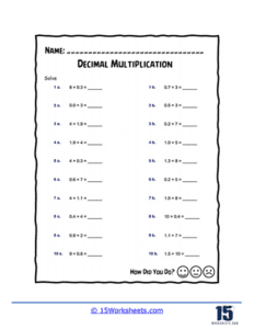Decimal Multiplication Worksheets | Visual Models - 15 Worksheets.com