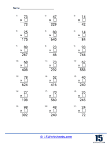 2 digit by 1 digit Multiplication Worksheets | Drills and Practice - 15 ...