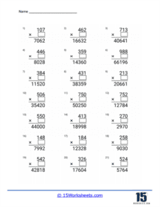 2 digit by 3 digit Multiplication Worksheets - 15 Worksheets.com