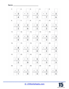 1 Digit Subtraction Worksheets - 15 Worksheets.com