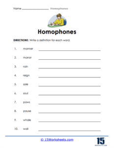 Homophones Worksheets - 15 Worksheets.com