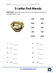 3-Letter Blends Worksheets | Decode and Read - 15 Worksheets.com