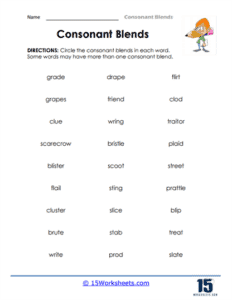 Consonant Blends Worksheets - 15 Worksheets.com