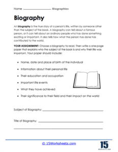 Biography Worksheets | Contributions & Challenges - 15 Worksheets.com