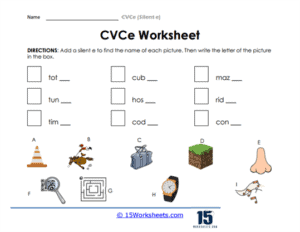 CVCe (Silent e) Worksheets | Decode, Spell & Read - 15 Worksheets.com