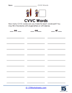 CVVC Words Worksheets | Phonics Collection of Drills - 15 Worksheets.com