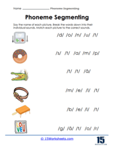 Phoneme Segmenting Worksheets | Phonics - 15 Worksheets.com
