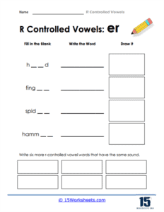 R Controlled Vowels Worksheets | Phonics - 15 Worksheets.com