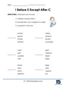 I Before E Except After C Worksheets - 15 Worksheets.com