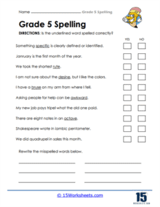 5th Grade Spelling Words Worksheets | Lists & Context - 15 Worksheets.com