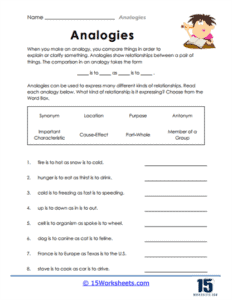 Analogies Worksheets - 15 Worksheets.com