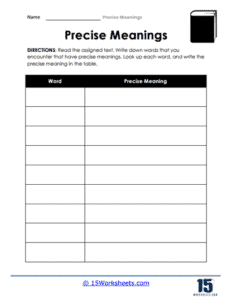 Precise Word Meanings Worksheets - 15 Worksheets.com