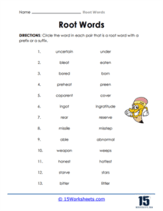 Root Words Worksheets | Vocabulary Collection - 15 Worksheets.com
