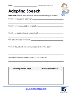 Adapting Speech Worksheets | Audience-Centric - 15 Worksheets.com