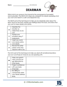 DEARMAN Worksheets | Effective Expression - 15 Worksheets.com