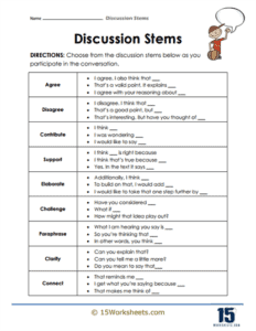 Discussion Stems Worksheets - 15 Worksheets.com