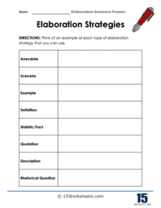 Elaboration Sentences Worksheets | Thought Expansion - 15 Worksheets.com