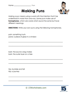 Puns Worksheets - 15 Worksheets.com