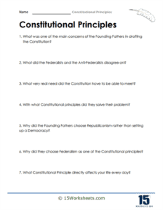 Constitutional Principles Worksheets - 15 Worksheets.com