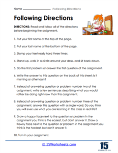 Following Directions Worksheets | Attention To Detail - 15 Worksheets.com