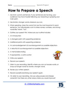 Speech Projects Worksheets - 15 Worksheets.com