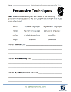 Persuasiveness of a Text Worksheets - 15 Worksheets.com