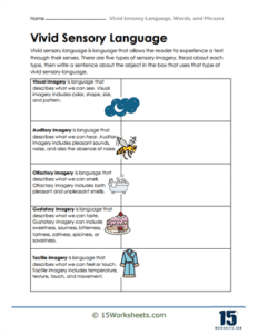 Vivid Sensory Language Worksheets - 15 Worksheets.com